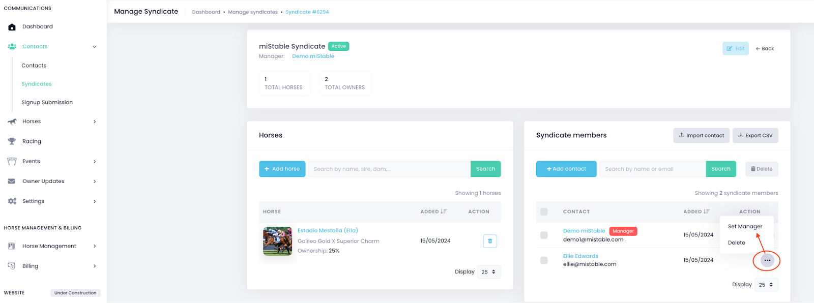 Assigning a Syndicate Manager – miStable